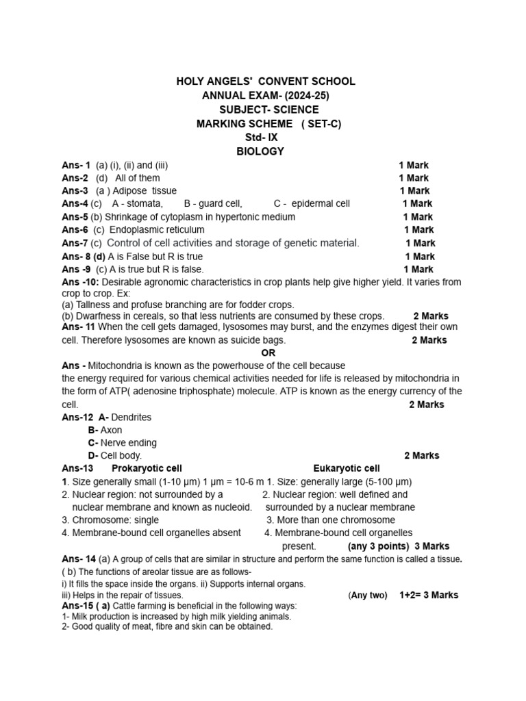 STD LX Bio MS (Annual) Set C (24 25) | PDF | Tissue (Biology) | Cell ...
