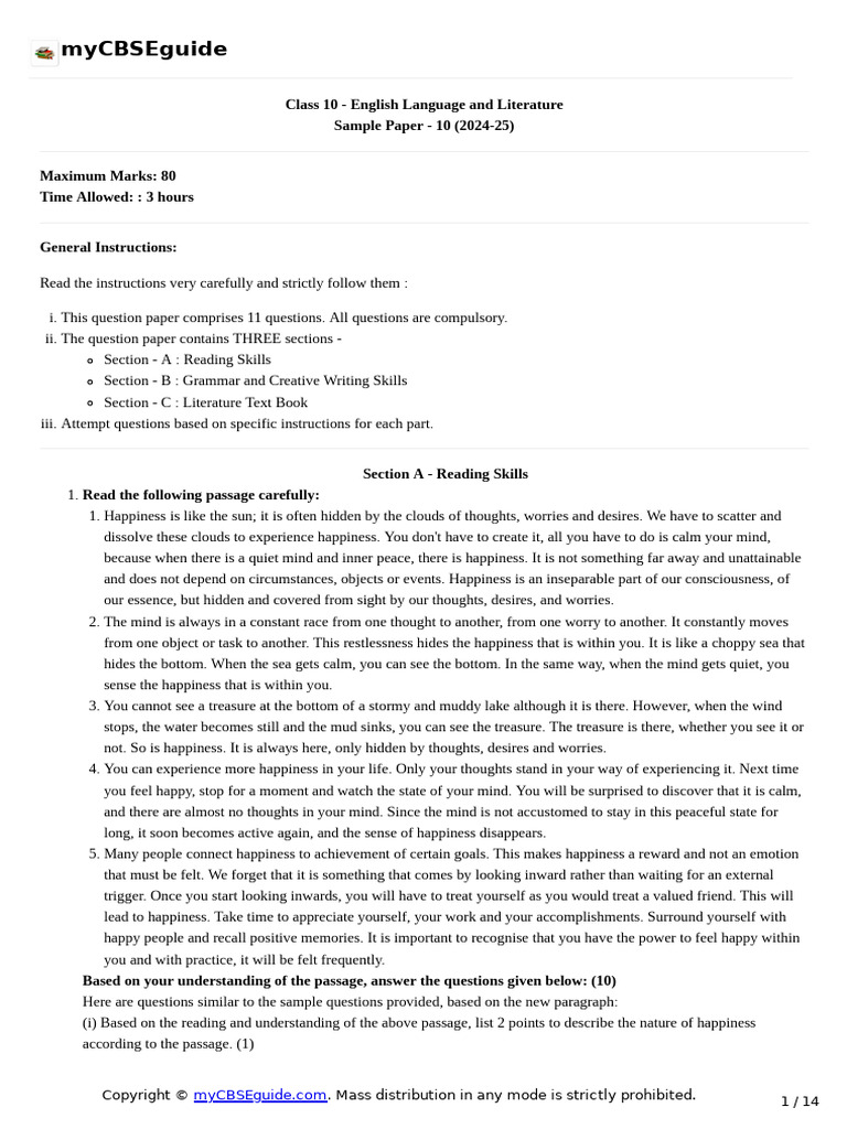 10 English Lang Lite SP 10f | PDF | Happiness | Thought
