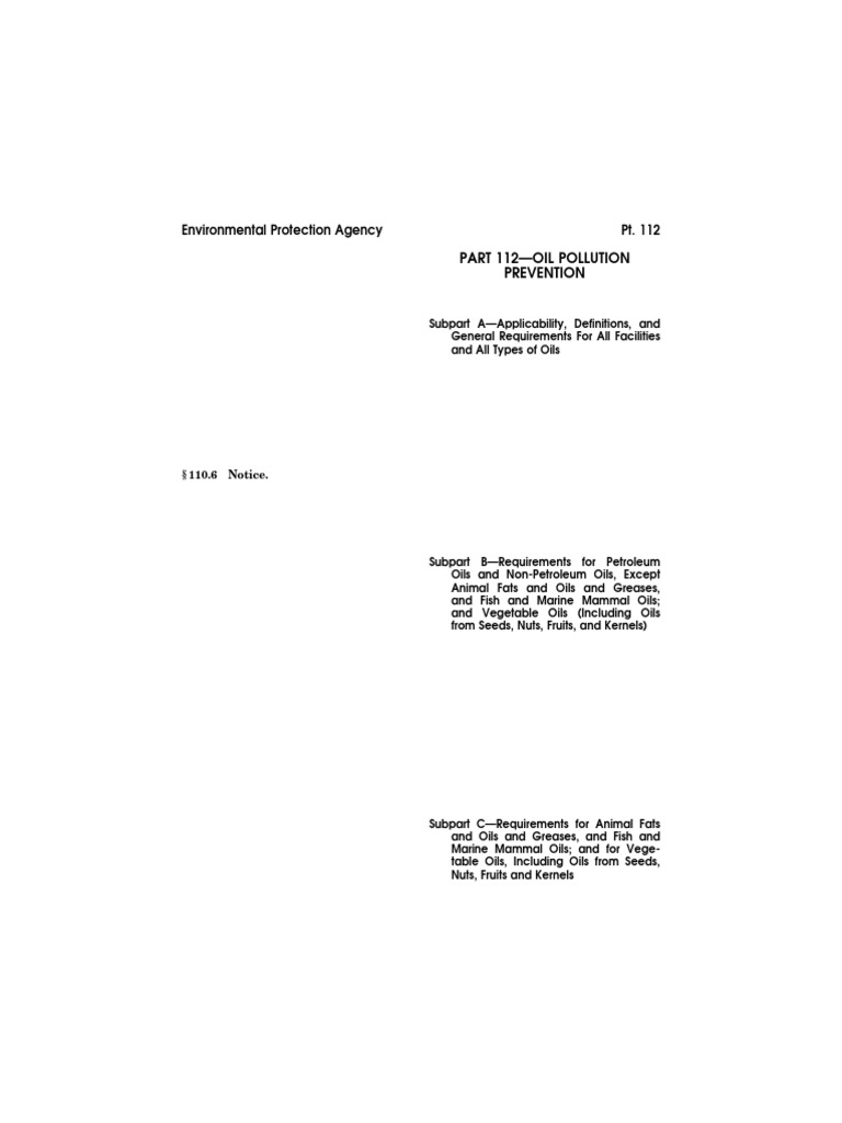 Oil Pollution Prevention Regulation EPA 40cfr112 | PDF | Wetland | Oil ...
