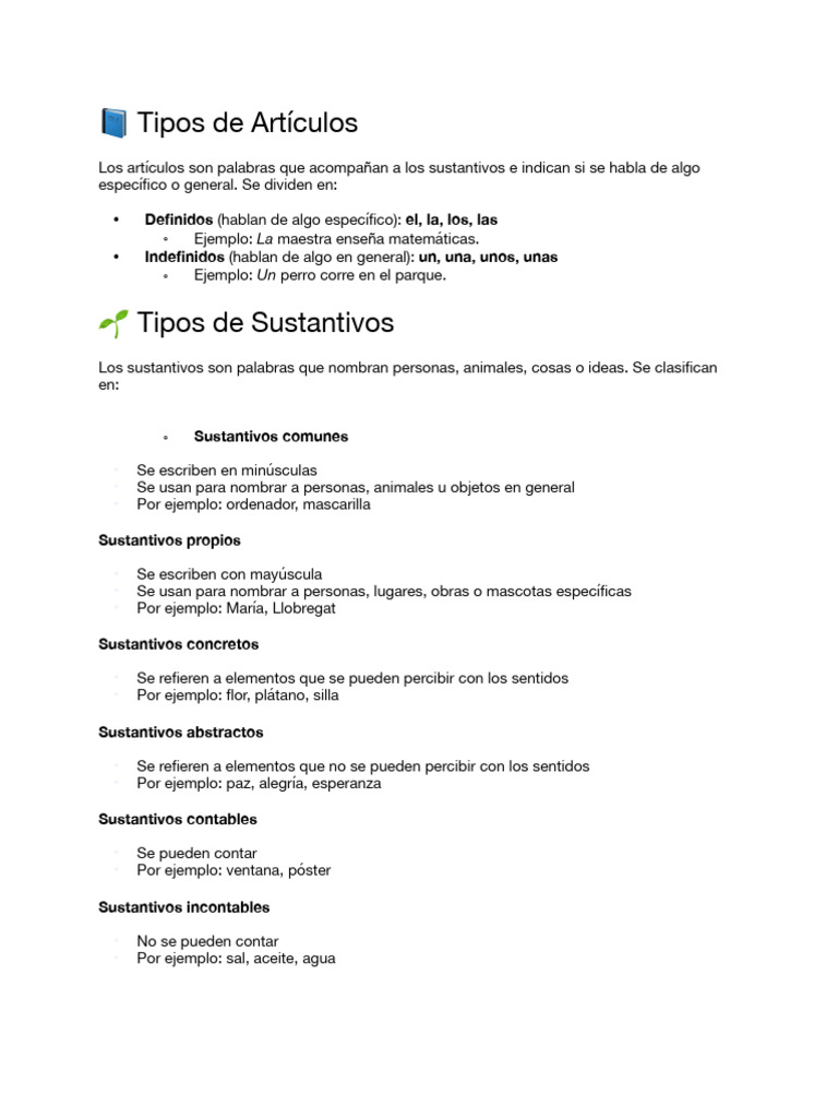 Articulos y Sustantivos | PDF | Sustantivo | Mecánica del lenguaje