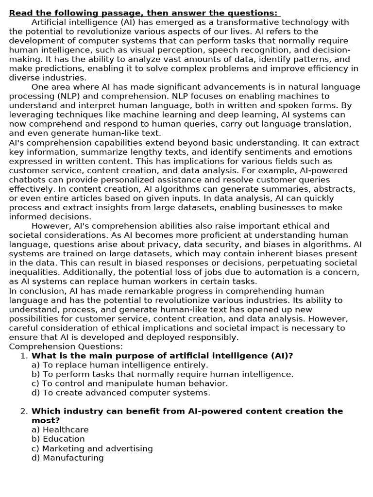 Artificial Intelligence - B2 - With Open-Ended-Questions | PDF ...