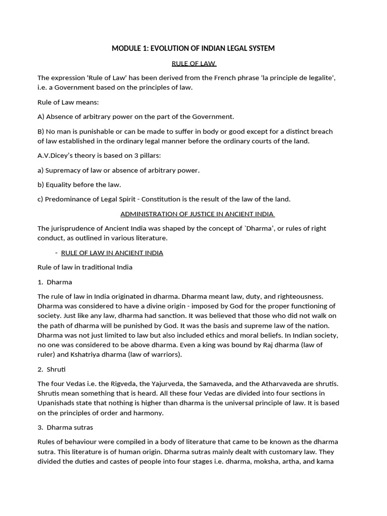 Indian Legal System Notes | PDF | Dharma | Partition Of India