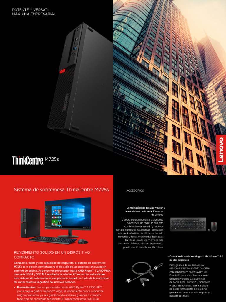 ThinkCentre M725s Datasheet - ES | PDF | Lenovo | Hardware de la ...