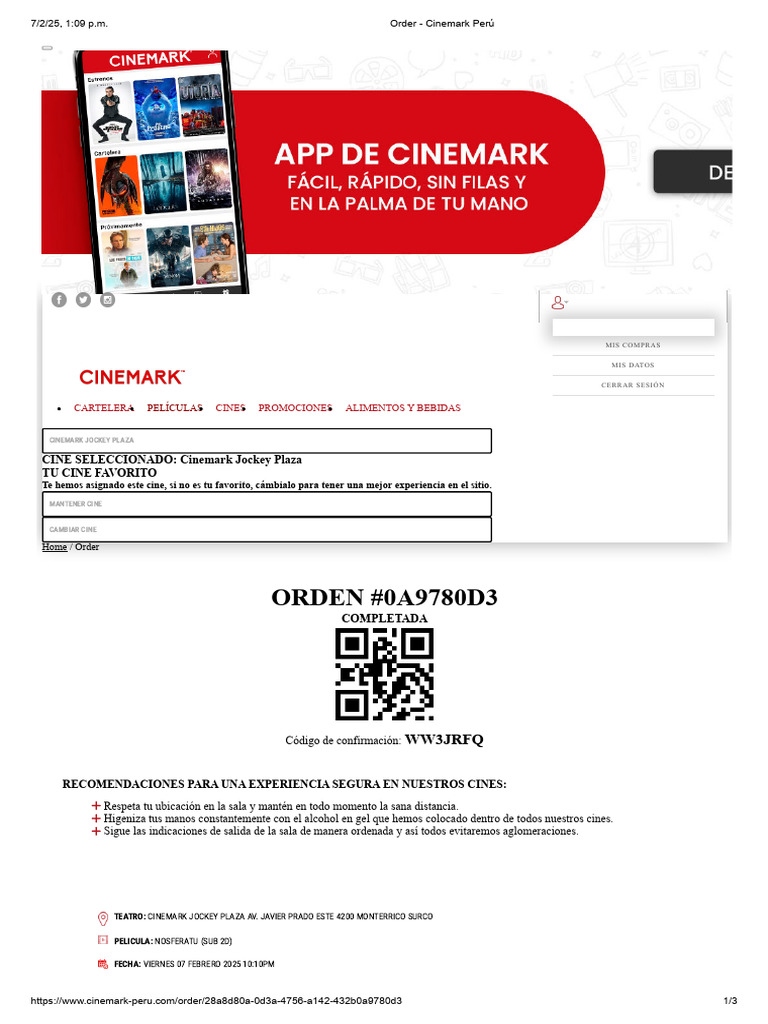 Entradas Cine Cinemark 2 | PDF