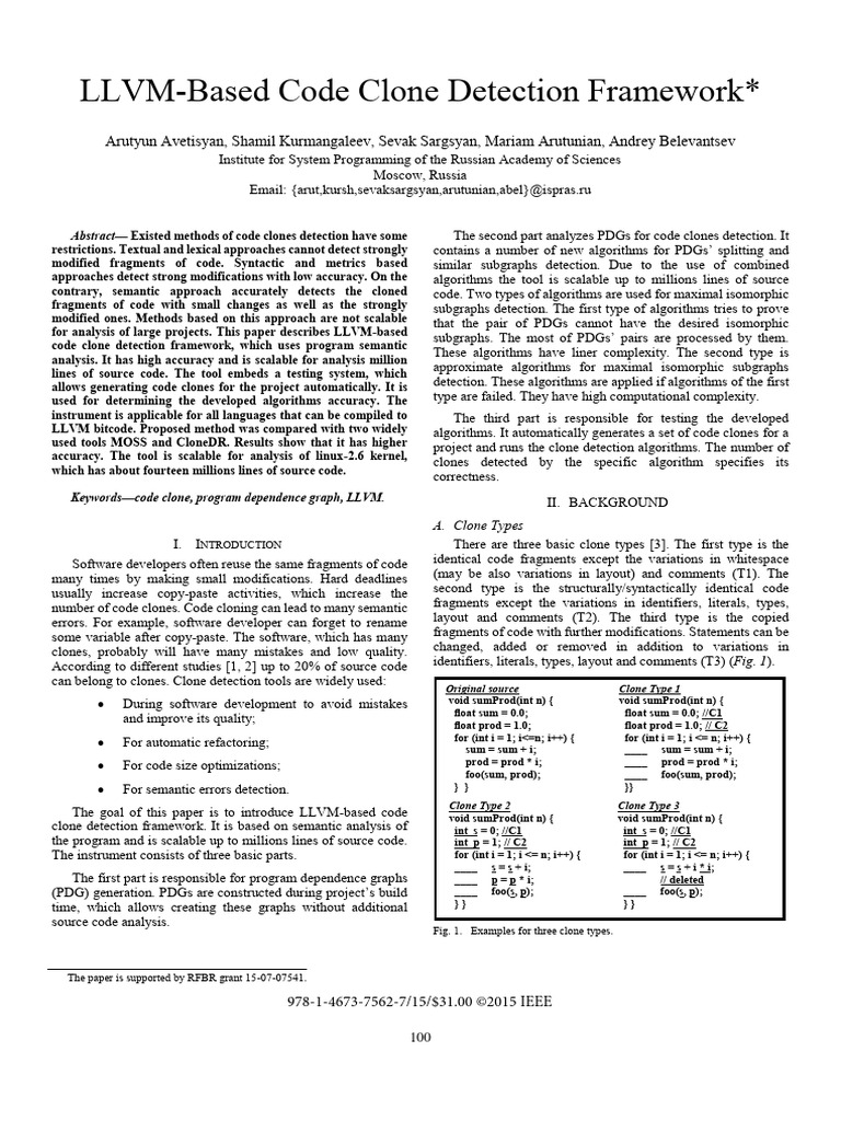 LLVM-based Code Clone Detection Framework | PDF | Software Development | Source Code