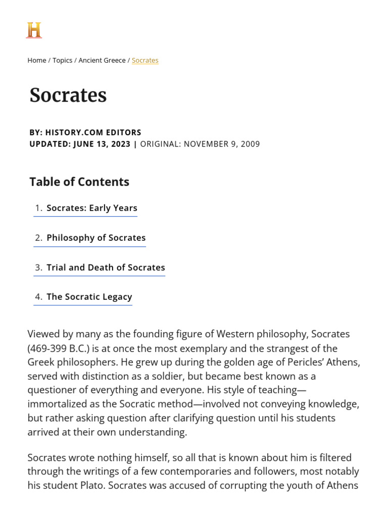 Socrates Life & Philosophy - HISTORY | PDF | Socrates | Plato