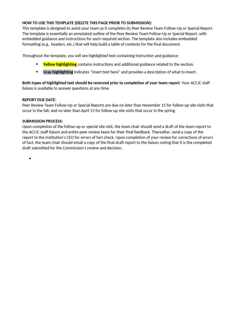 Peer-Review-Team-Report-Template-Follow-Up-or-Special-Review | PDF ...