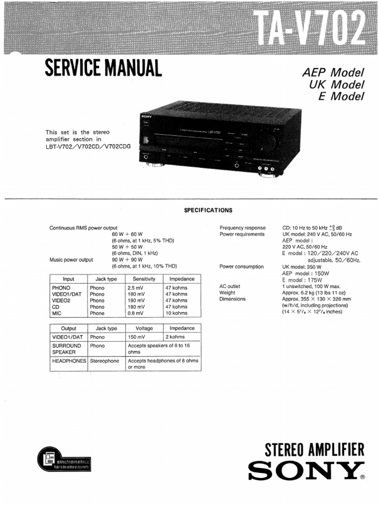 Sony Ta-V702 SM | PDF