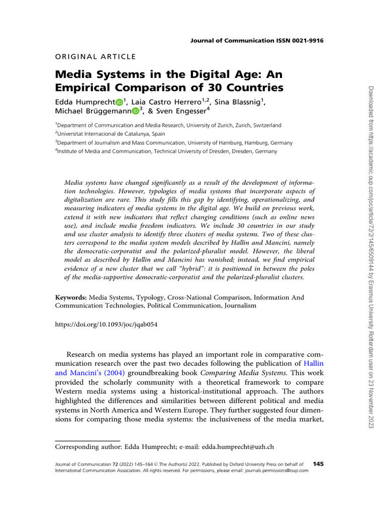 Media Systems Typology in Digital Era | PDF | News | Journalism