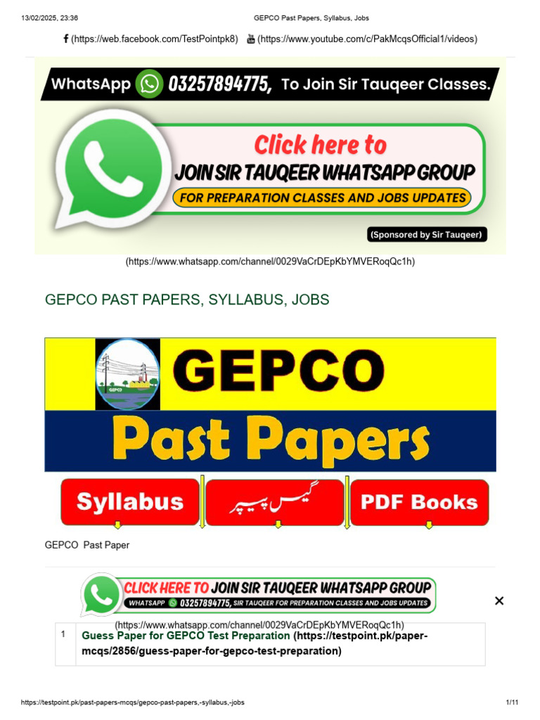 GEPCO Exam Prep Resources | PDF | Multiple Choice