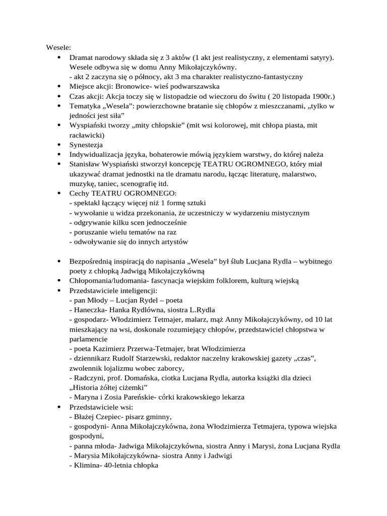 Wesele Notatka | PDF