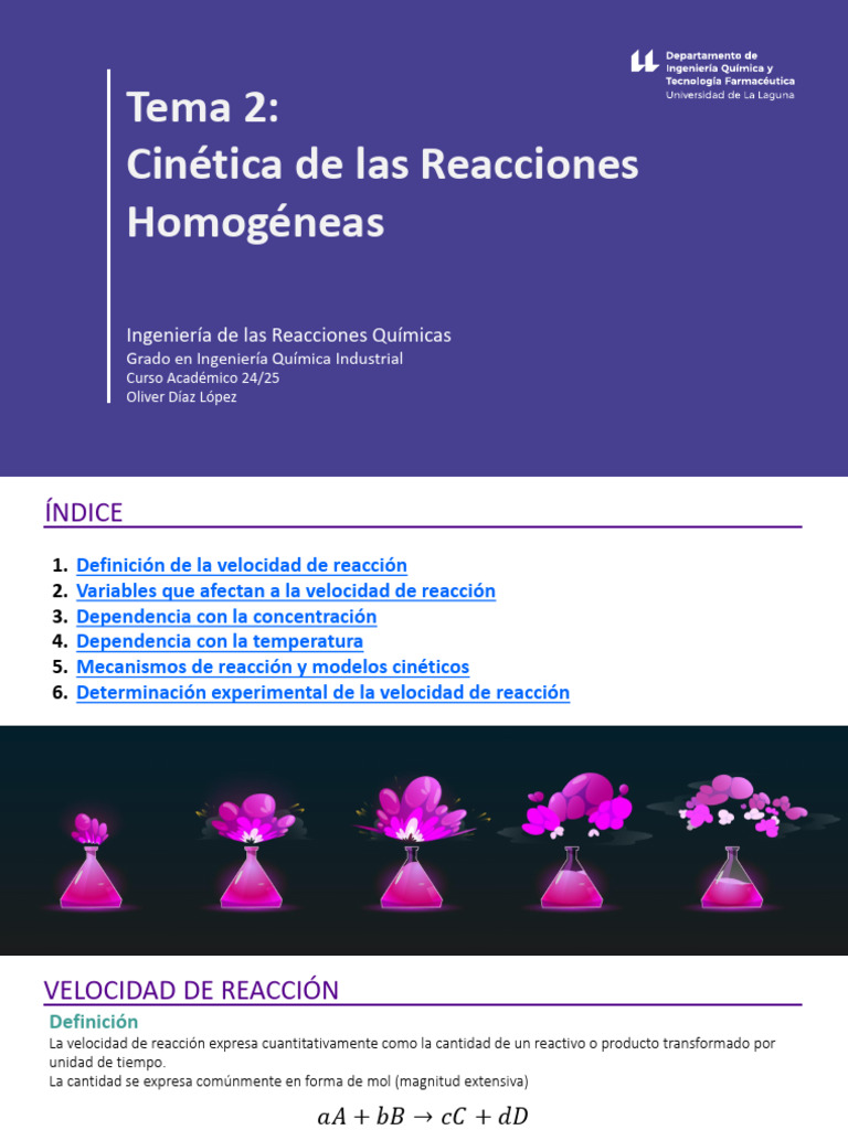 Cinética de Reacciones Homogéneas | PDF | Cinética química | Velocidad ...