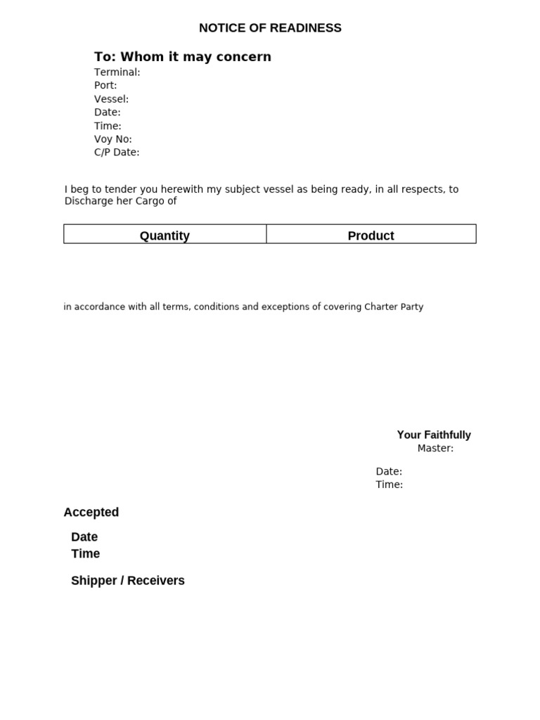 Notice of Readiness | PDF
