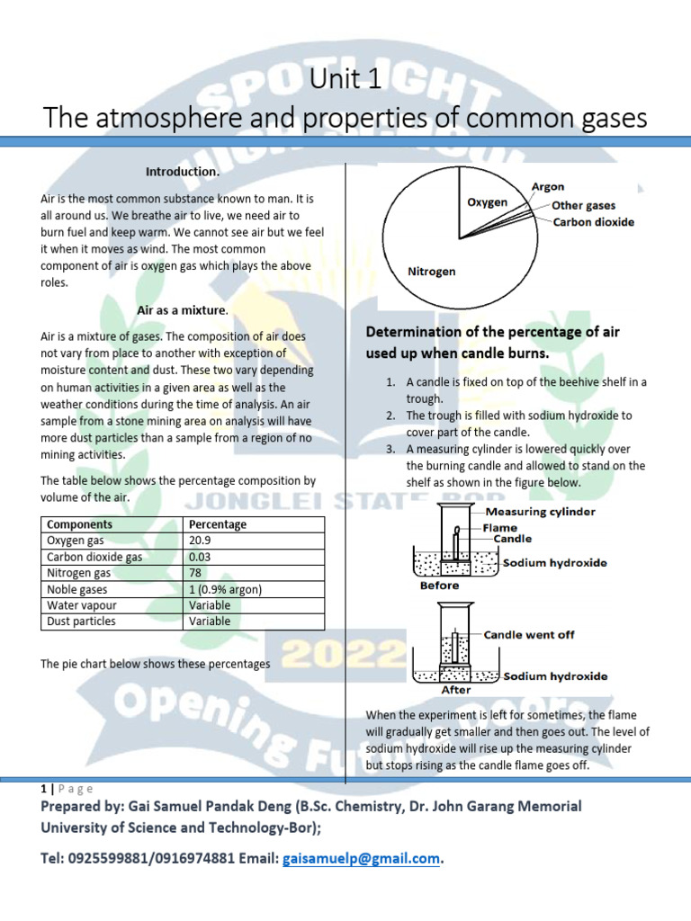 Properties of Air and Oxygen Gas Lab | PDF | Atmosphere Of Earth | Oxide