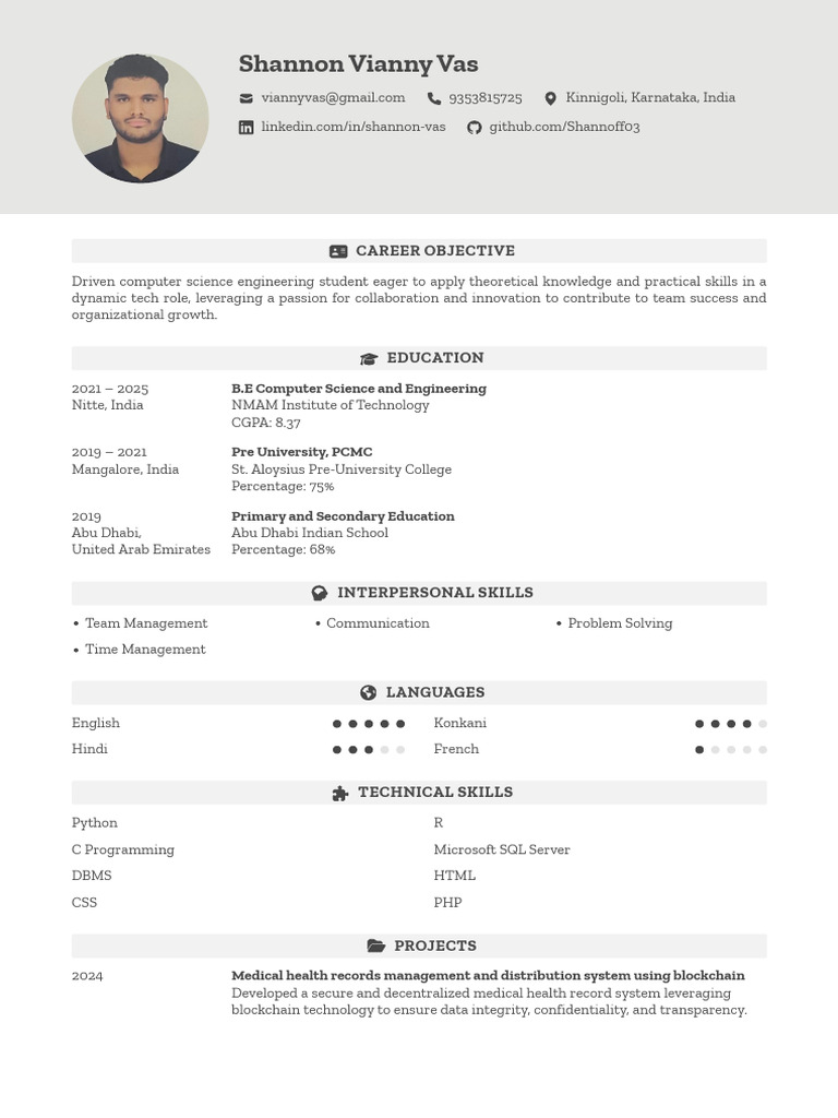 Shannon Vianny Vas FlowCV Resume 20250101 | PDF | Computing