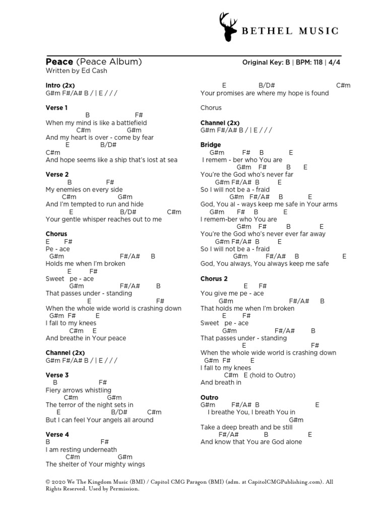 Peace Chord Chart Peace | PDF | Song Structure | Songs