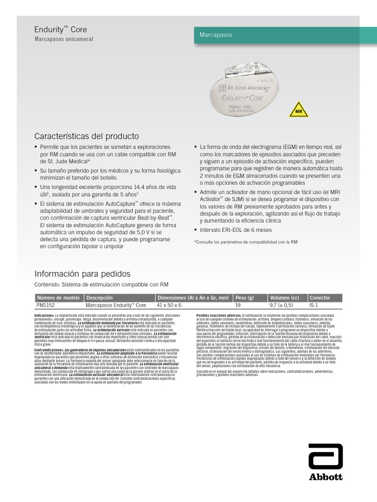 PM1152 Endurity Core CATALOGO | PDF | Enfermedades y trastornos | Sistema cardiovascular