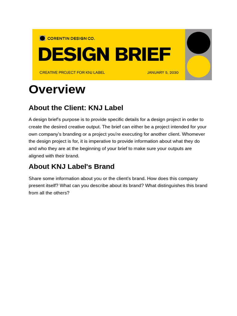 Design Brief Professional Doc in Yellow Black Grey Bold Modern Style ...