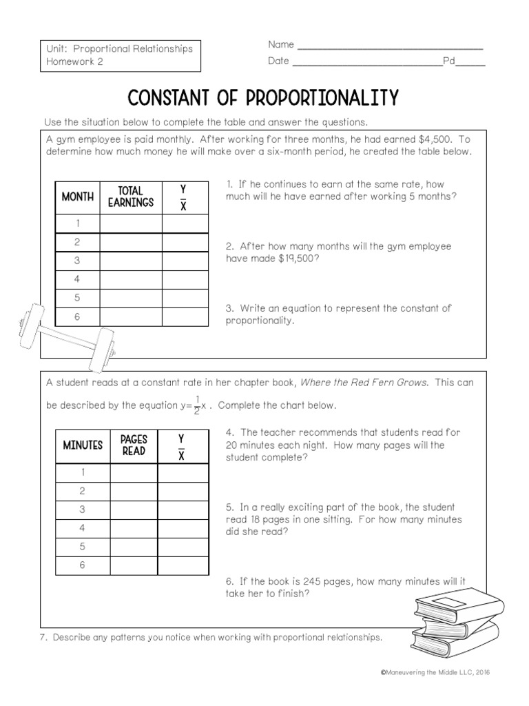 Day 2 Constant of Proportionality (Practice) | PDF