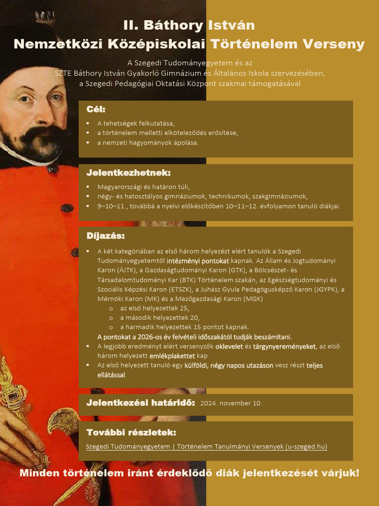 Bathory Istvan Nemzetkozi Tortenelem Verseny Felhivas | PDF