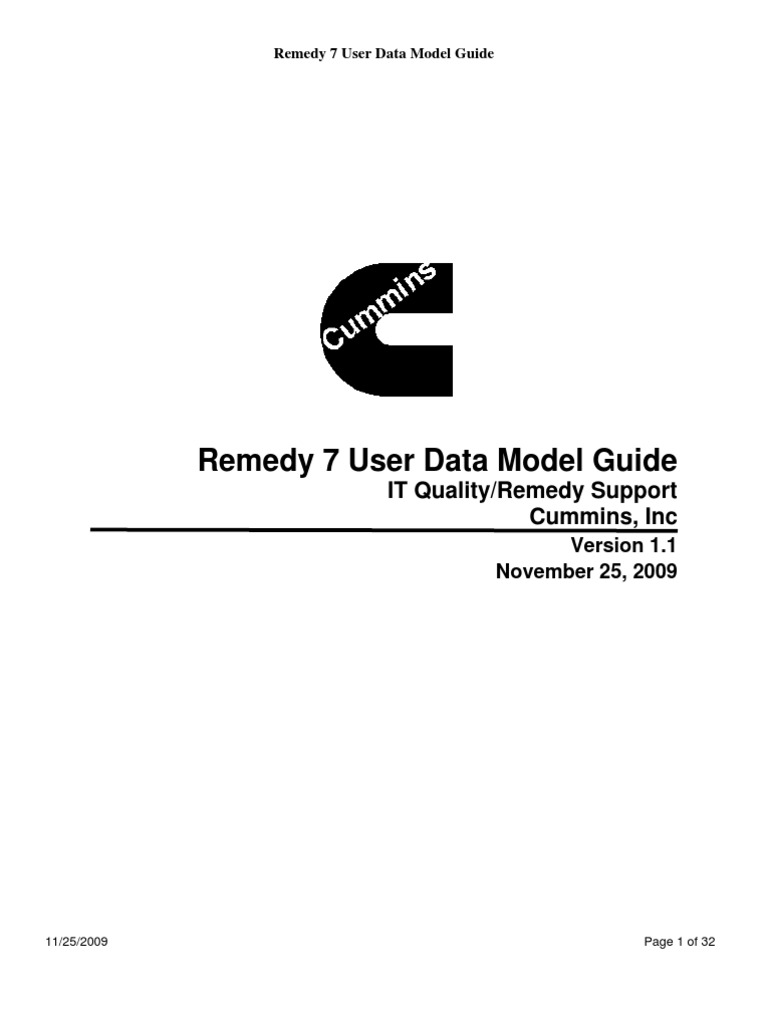 Remedy 7 Data Model User Guide - v1.1 | PDF | Incident Management ...