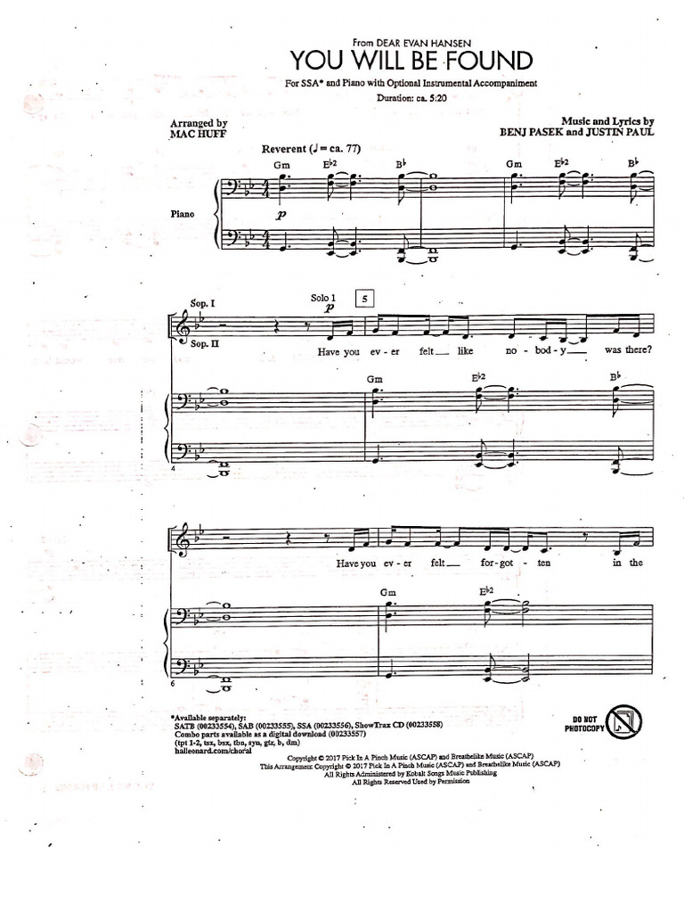 You Will Be Found Sheet Music | PDF