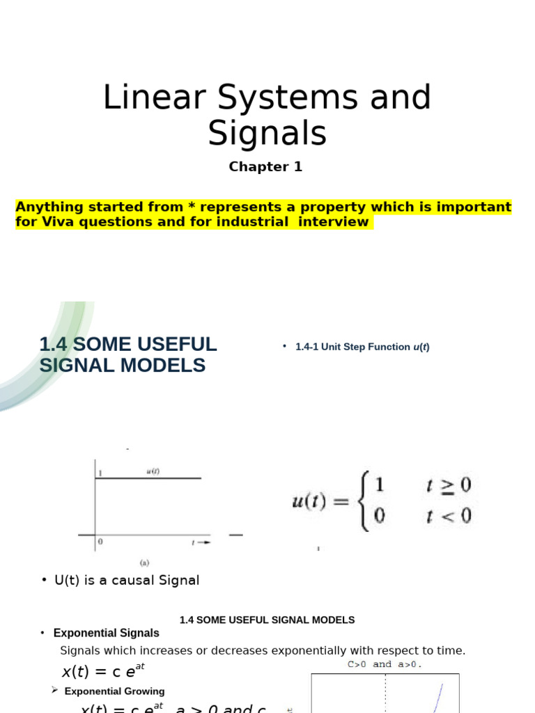 Linear Systems and Signals Lecture 3 4 | PDF | Exponential Function ...