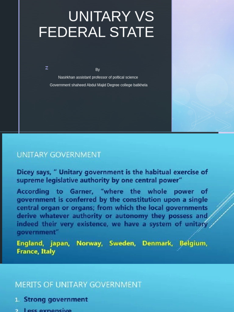 Unitary vs Federal State | PDF