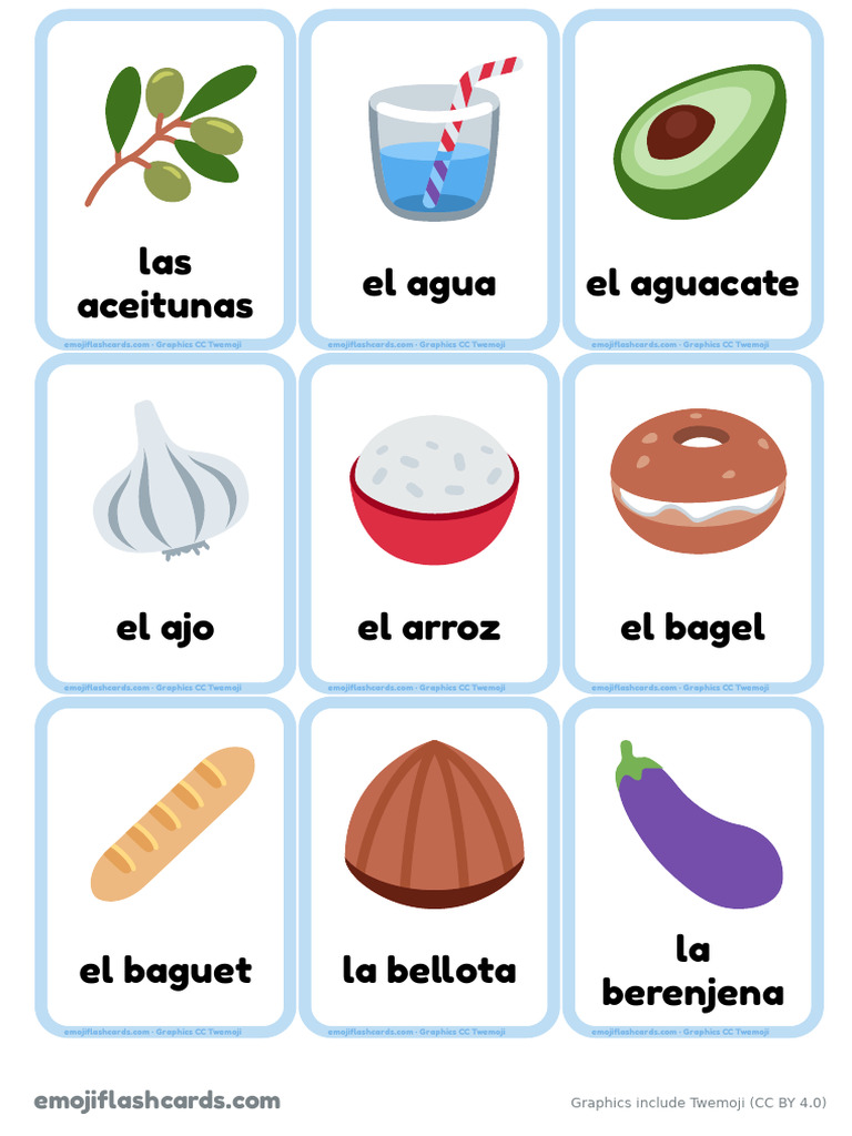 spanish-food-and-drinks-small-a4-flashcards | PDF | Food And Drink ...