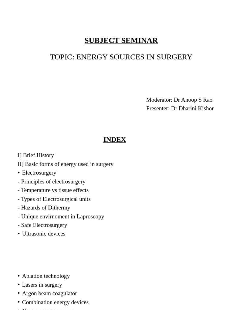 Seminar 2 Energy Sorces in Surgery | PDF | Medical Specialties ...