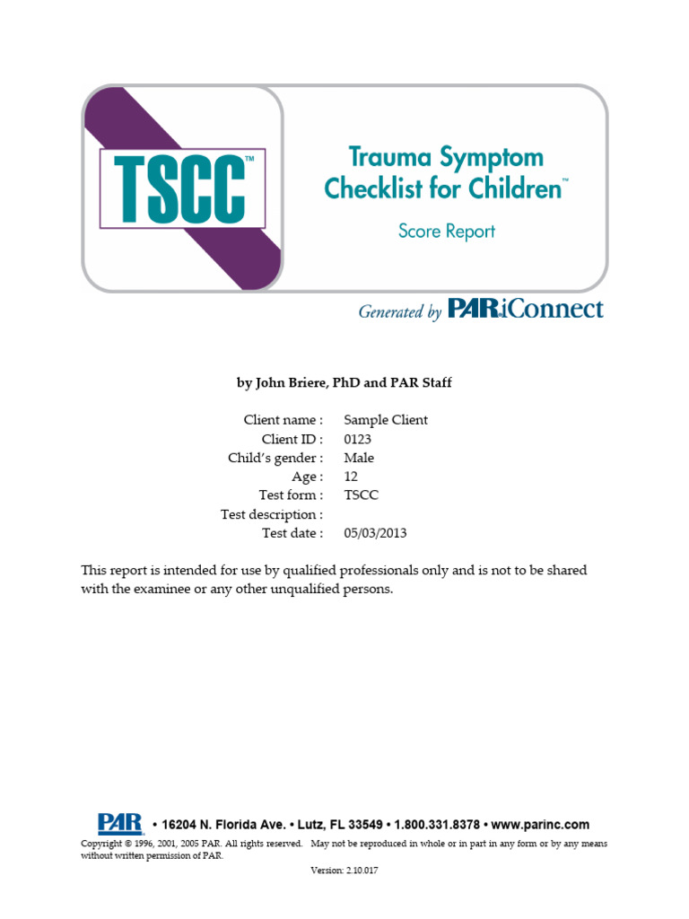 Tscc Score Pic | PDF | Emotions | Psychology