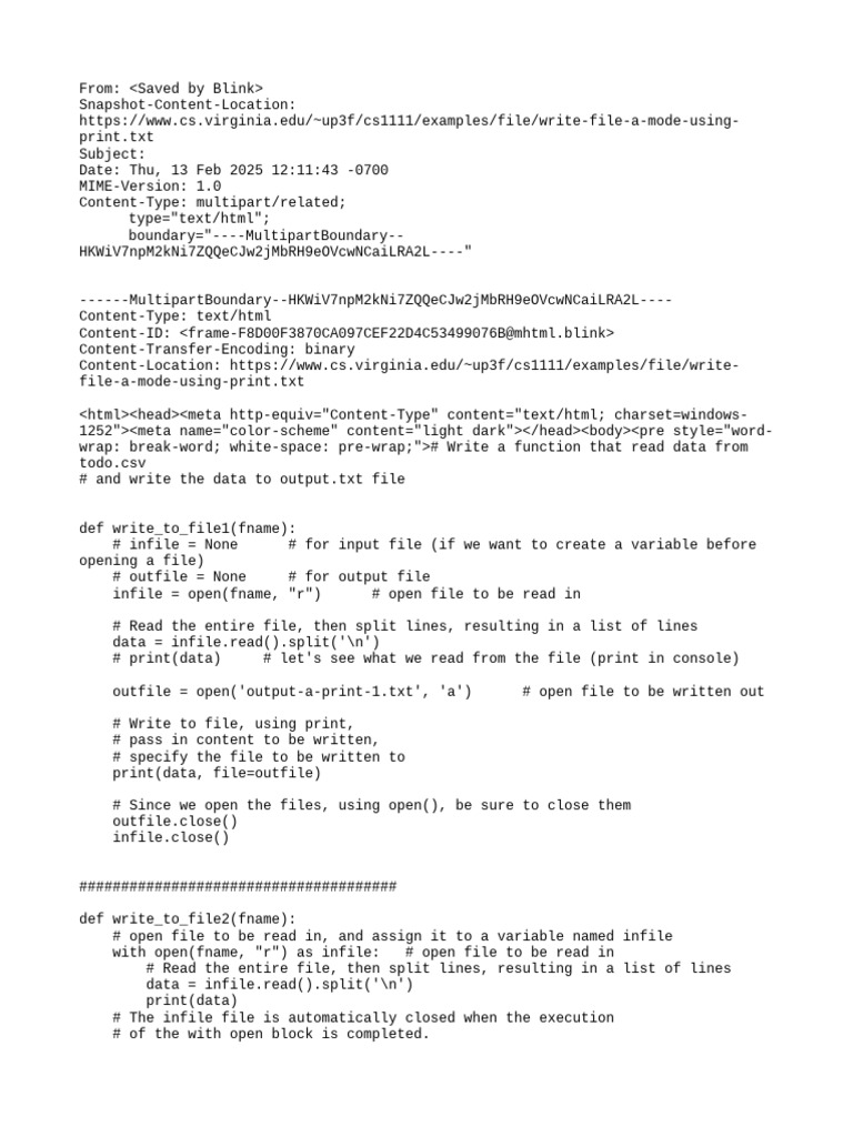 Python File Writing Examples | PDF | Text File | Comma Separated Values