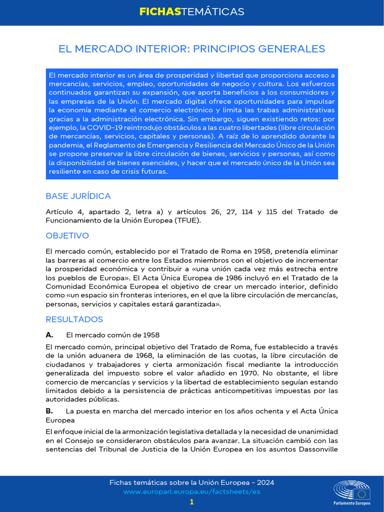 Mercado Interior Historia y Principios Generales | PDF | aduana ...