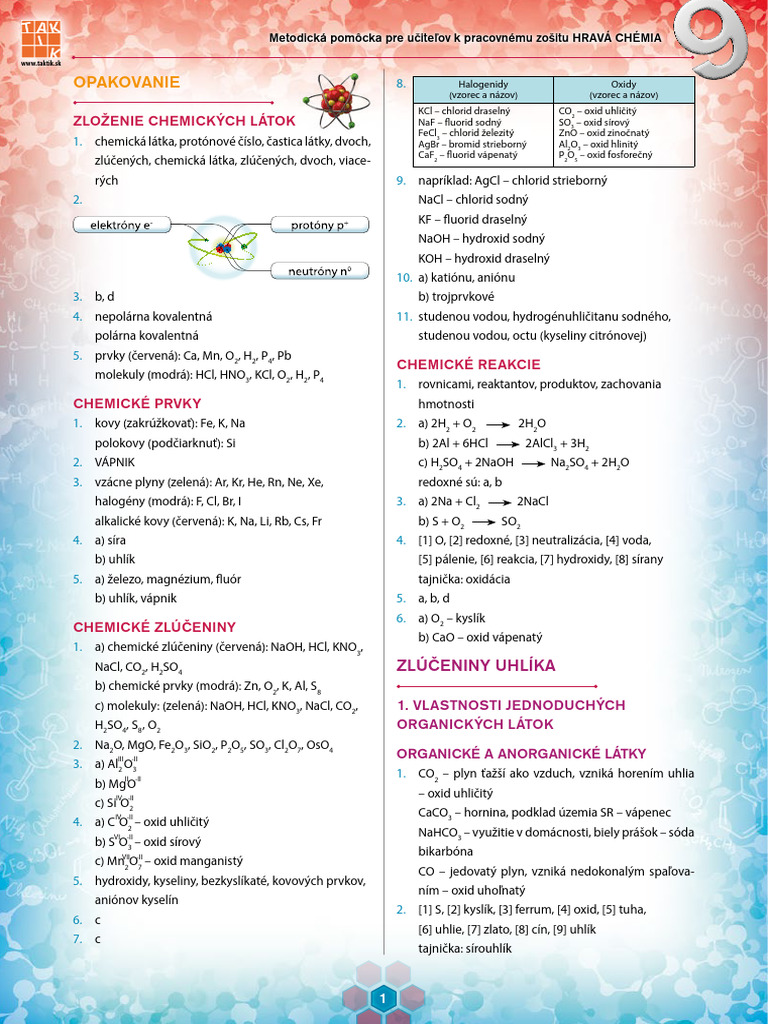 Hravá Chémia 9 - Riesenia Reedicia 2020 | PDF