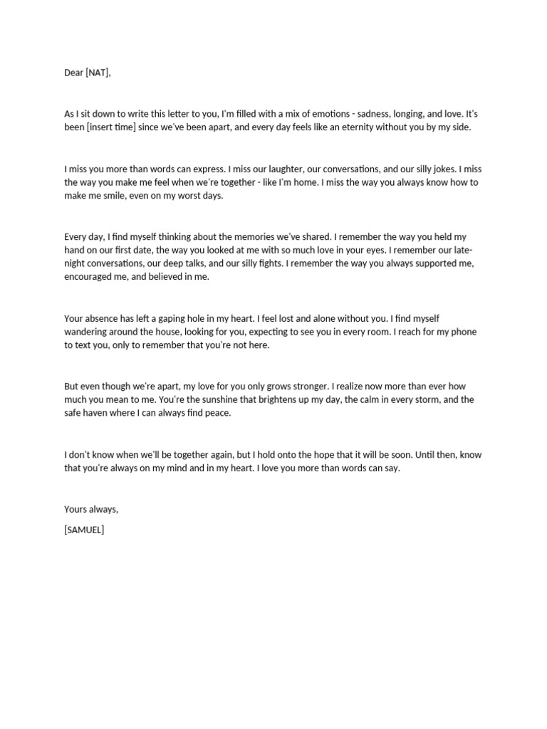 Heartfelt Letter of Longing and Love | PDF
