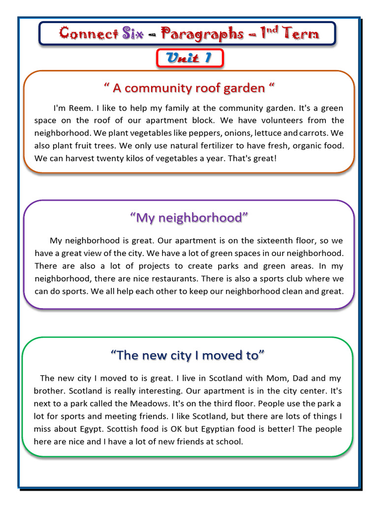 Connect 6 Paragraphs First Term - MR Mohmed Attia 2024 | PDF | Spice | Birthdays