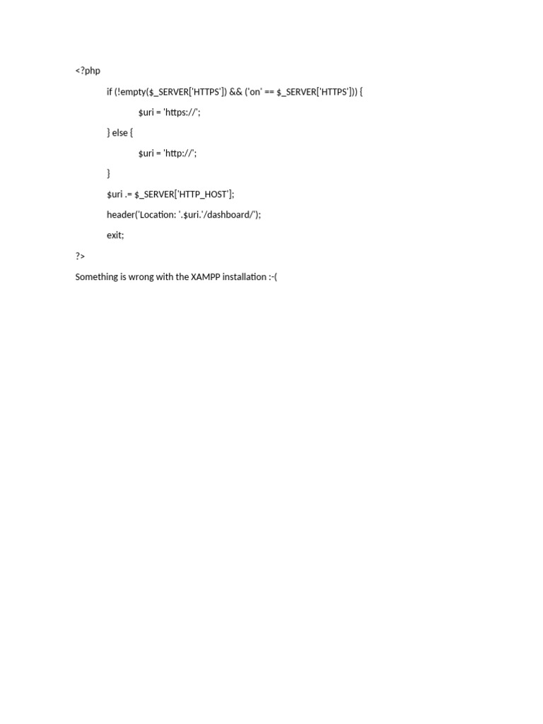 XAMPP Redirect Script Error Fix | PDF