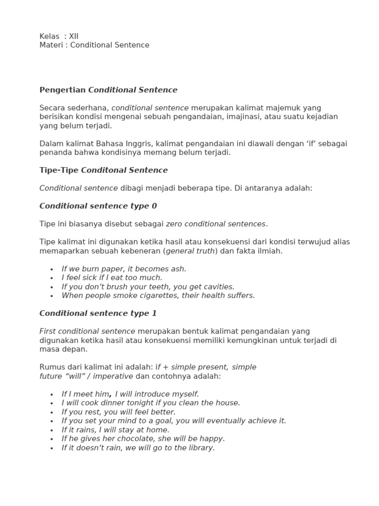 Soal2 Conditional Sentence | PDF | Linguistic Morphology | Syntax