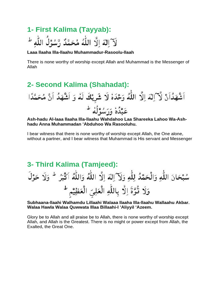 6 Kalimas | PDF | Theology | Islamic Belief And Doctrine
