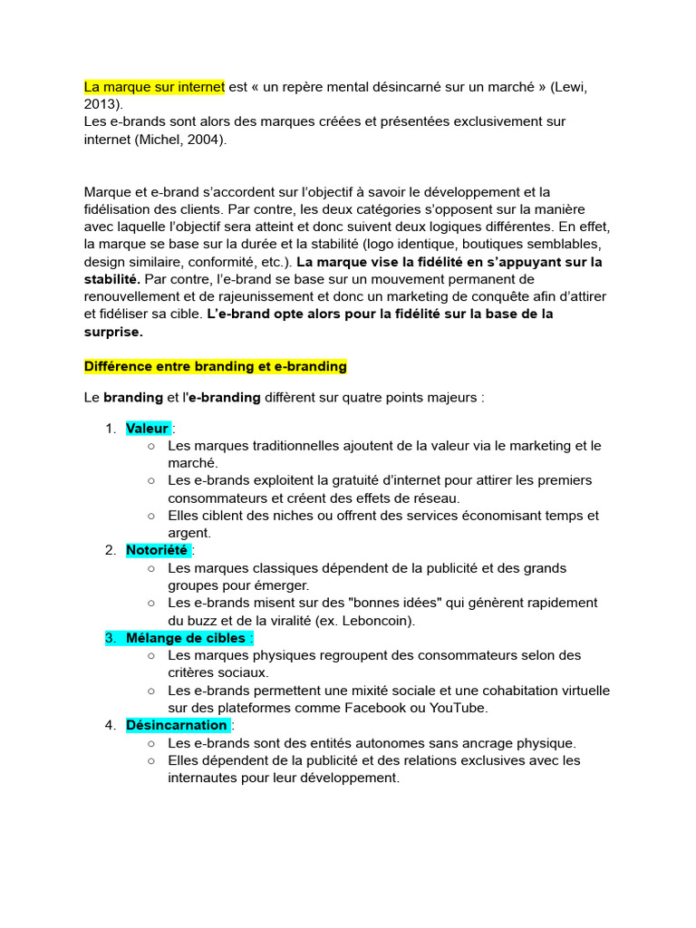 Résumé E-Branding | PDF | Marque | Commercialisation