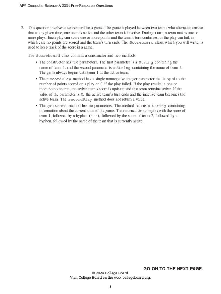 AP-CSA-Q2-2024 | PDF | Parameter (Computer Programming) | Constructor (Object Oriented Programming)