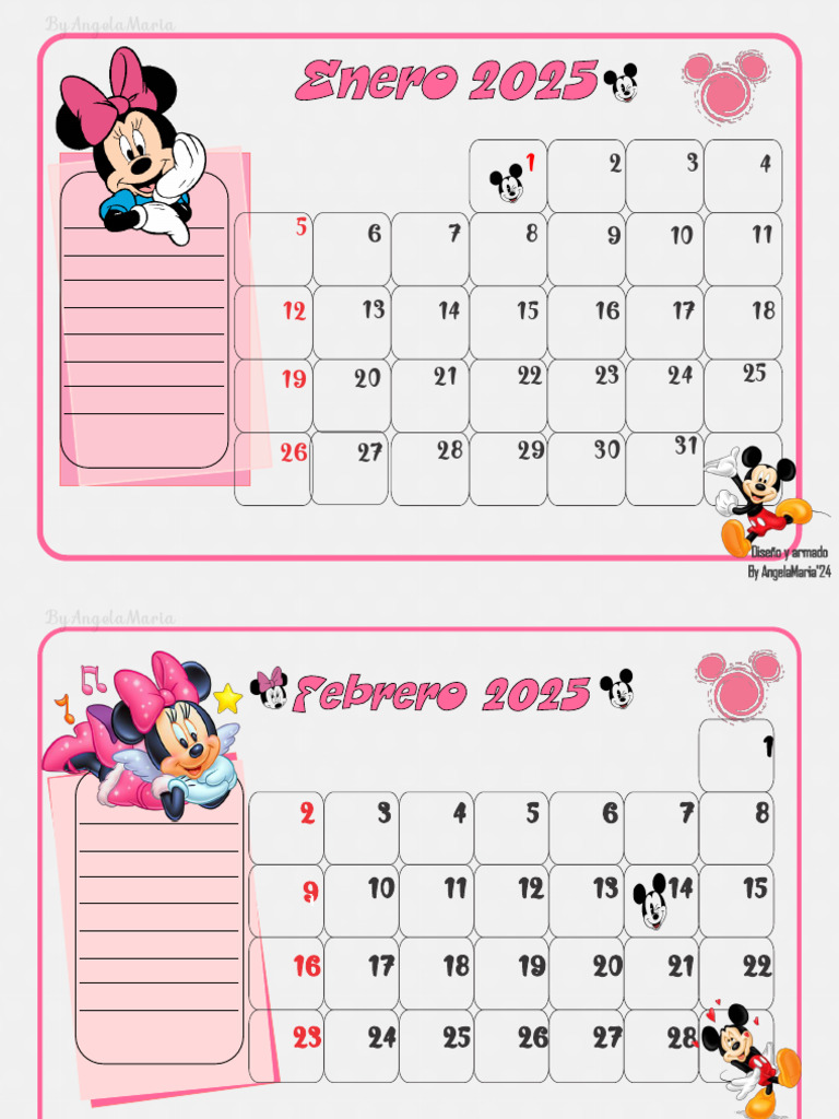 Calendario Minnie Mouse 2025 | PDF