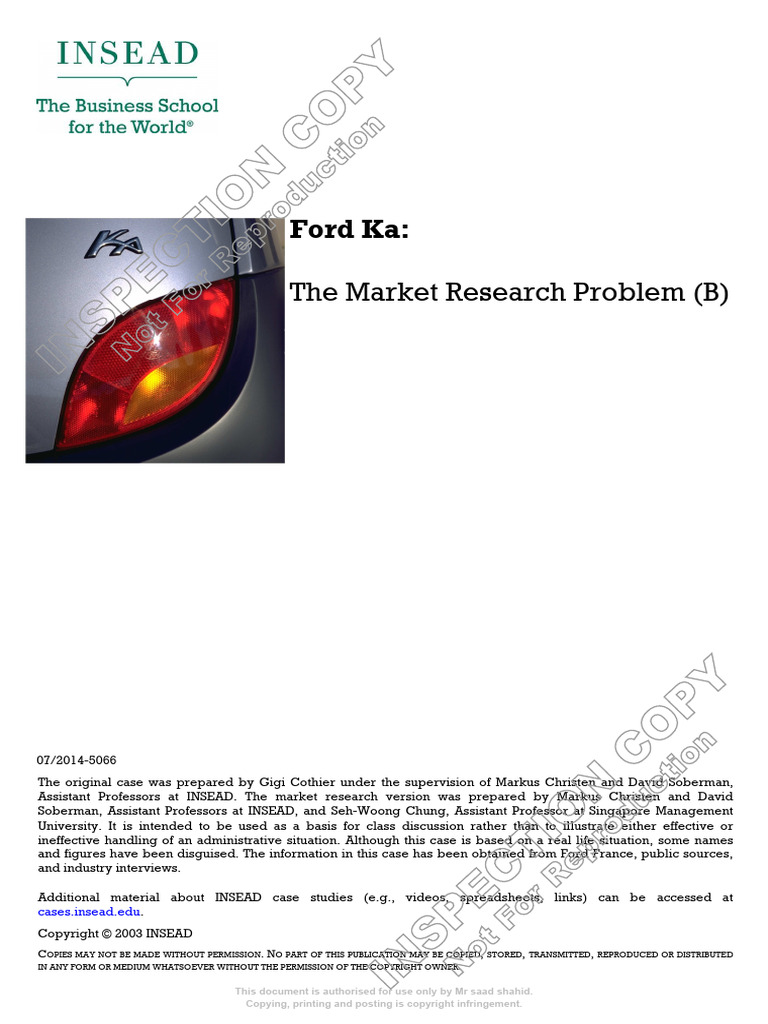Ford Ka Case | PDF | Market Segmentation | Marketing