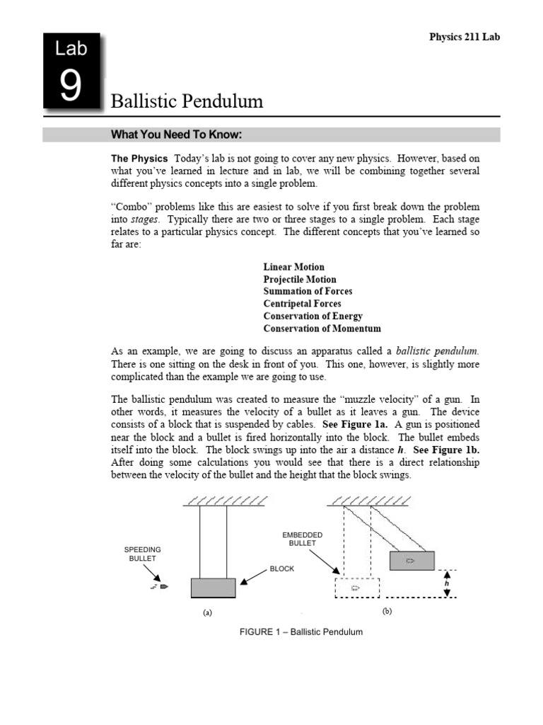 Physics Lab: Ballistic Pendulum | PDF | Collision | Ballistics
