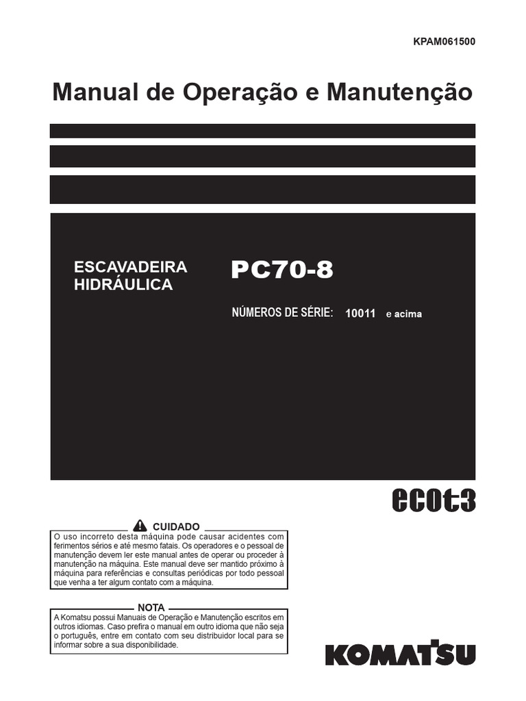 Manual de Operação e Manutenção PC70-8 | PDF | Motores | Pressão