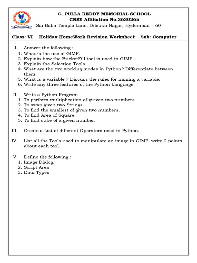 Grade6 Revision WS | PDF