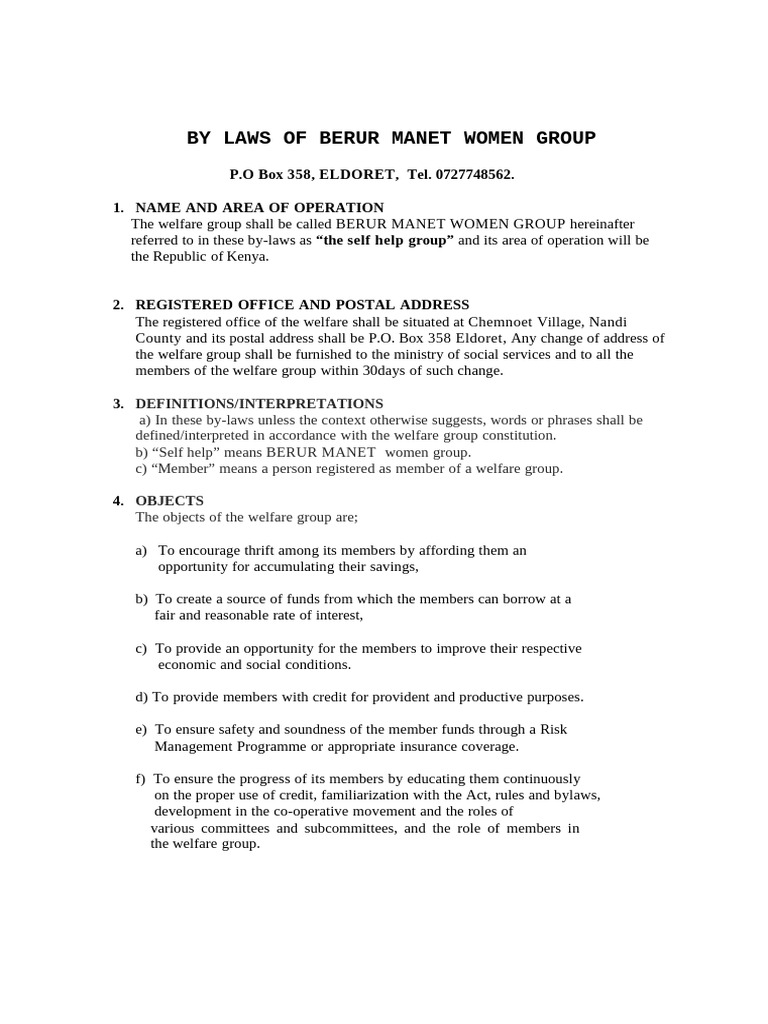 BERUR MANET WOMEN GROUP BY LAWS | PDF | Loans | Interest