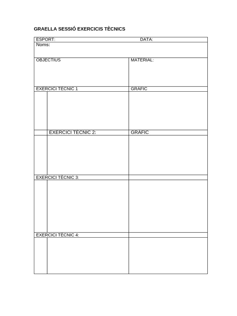 Graella sessió exercicis tècnics 2 | PDF