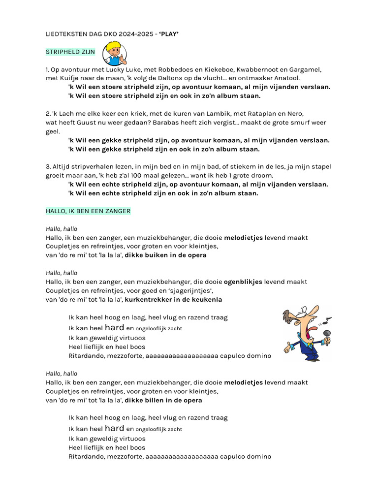 Liedteksten en Partituren Dag DKO 2024-2025 PLAY | PDF