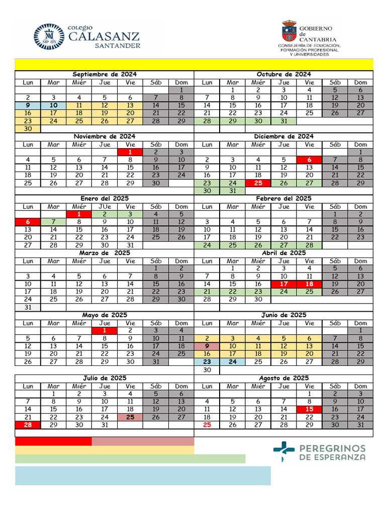CALENDARIO ESCOLAR 2024-2025 | PDF | Observancias